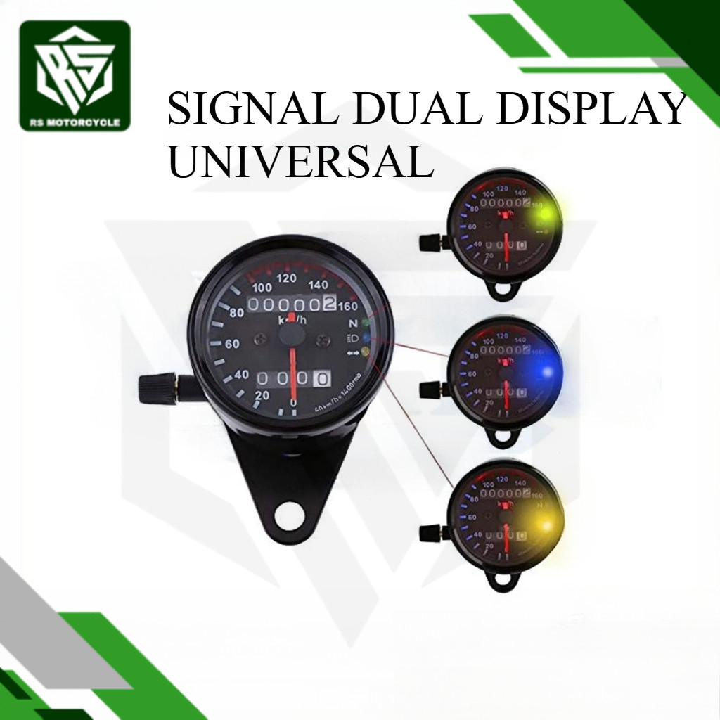 Universal Motorcycle Speedometer 12V Dual Speedometer LED Indicator ...