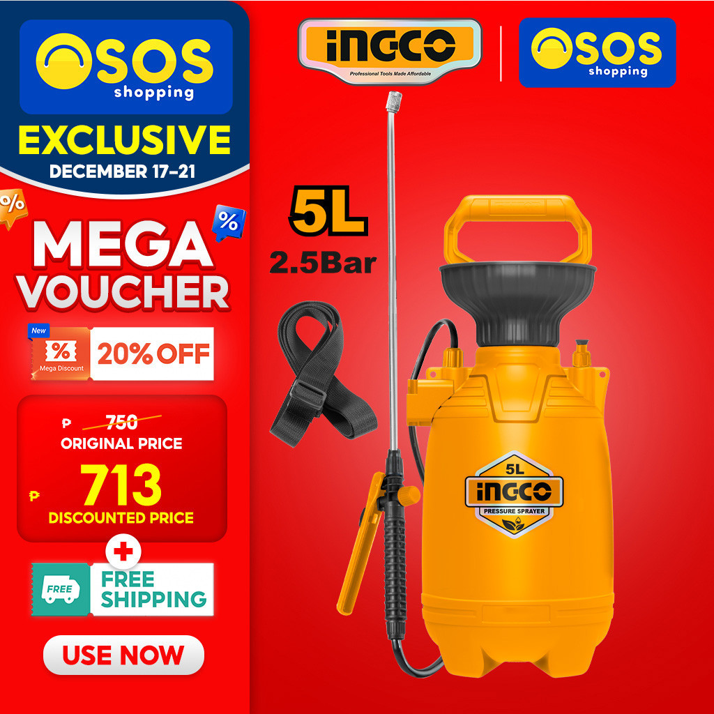 INGCO by OSOS HSPP3051 | HSPP30502 5L Pressure Hand Pump Misting ...