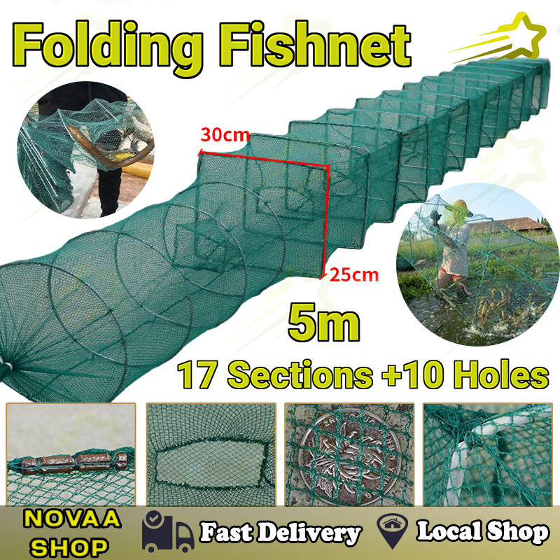 5m Shrimp Cage Fishing Net Lobster Fish Breeding Net Folding Fishnet 17 ...