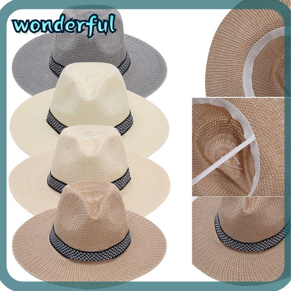 WONDER Straw Hat Leisure Fedora Beach Panama Men Women | Shopee Philippines
