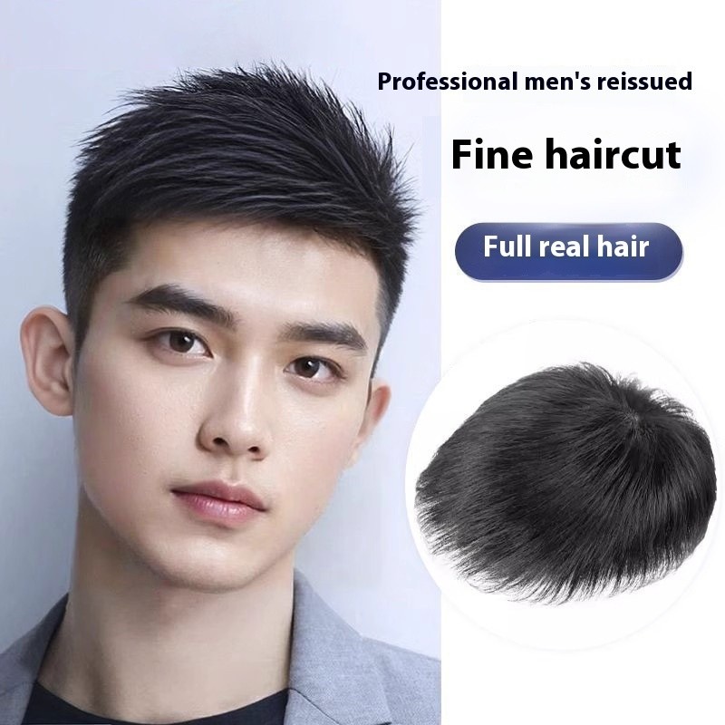 100% Human Hair Men's Toupee Fashion And Handsome Style Hair Piece ...