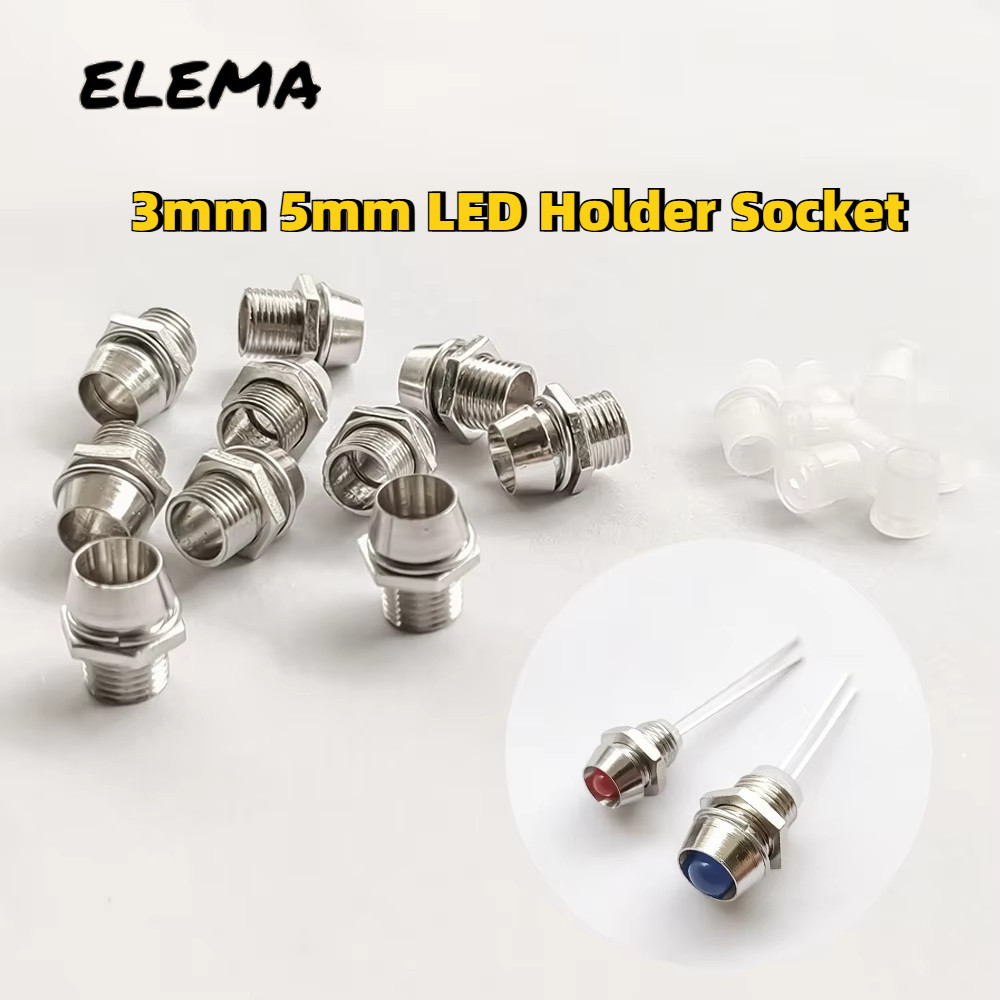 10pcs 3MM 5MM Light Emitting Diode Metal LED Holder Socket F3 F5 LED ...