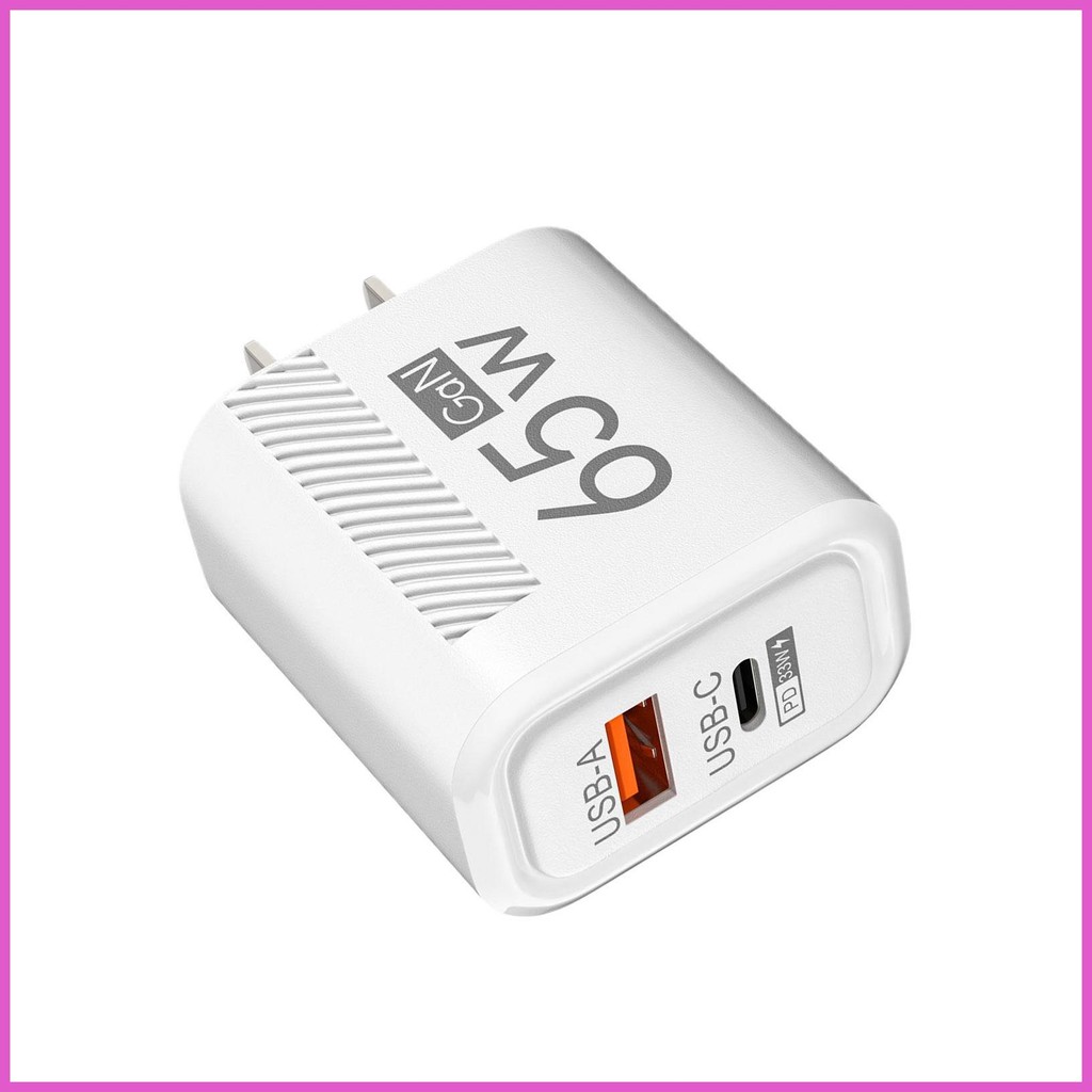 PD Charger Block 65W USB C Fast Charging Brick Plug Portable Phones ...