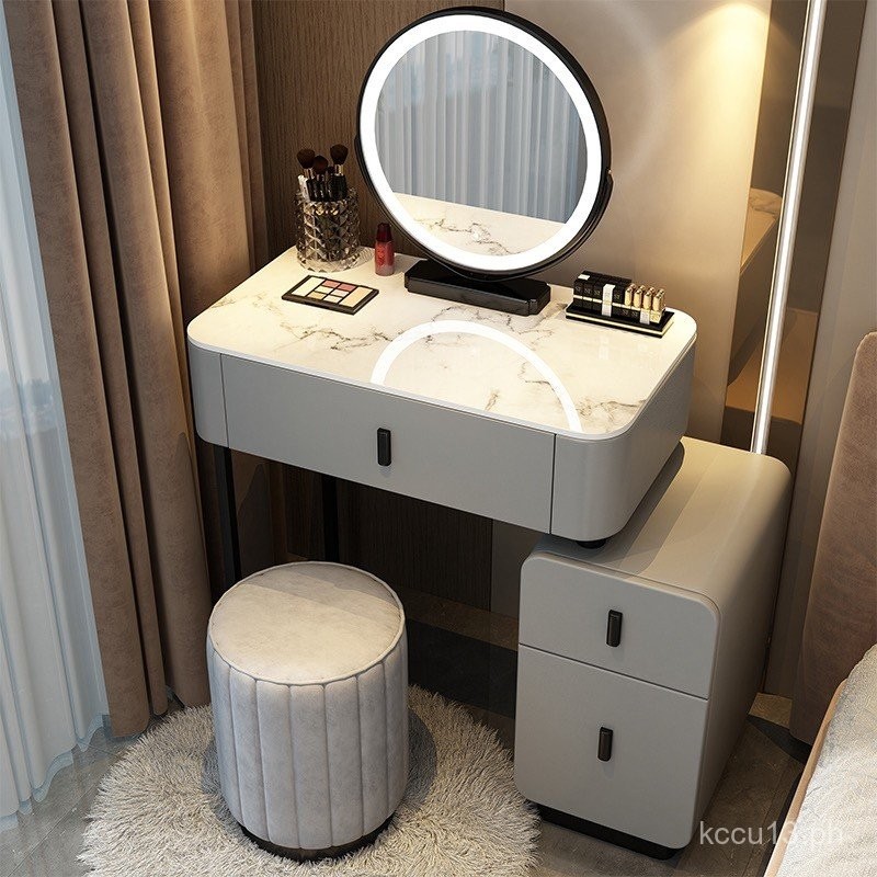 Solid Wood Rock Slab Dressing Table Bedside Storage Cabinet Integrated ...