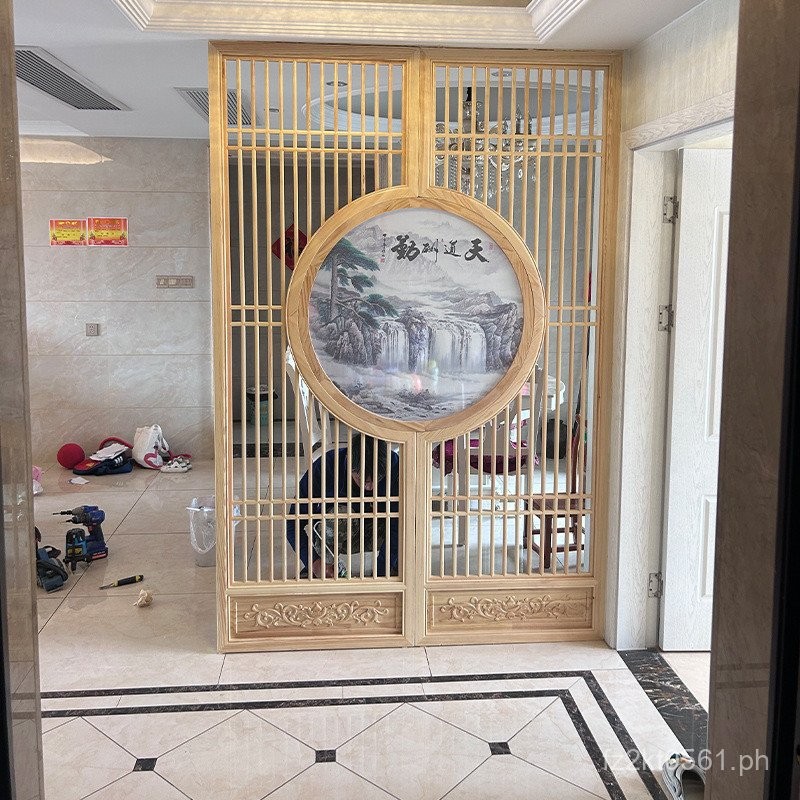 Living Room Tea Room Study Partition Solid Wood Decoration Chinese ...