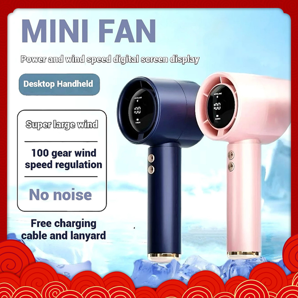 ⚡24H Shipping⚡Turbo Fan 5000MAH High Speed Mini Fan Rechargeable With 0 ...