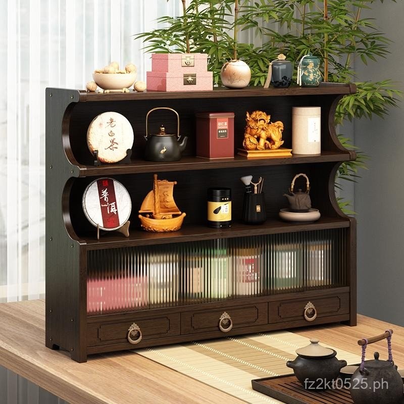 Tea Table Desktop Small Curio Shelf Tea Set Storage Rack Tea Room ...
