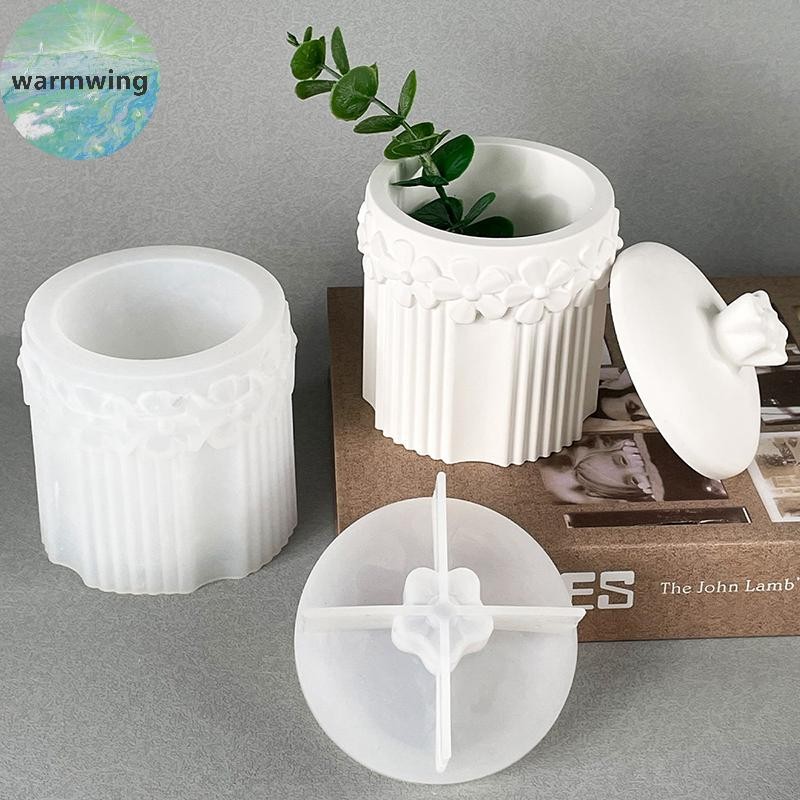 Warmwing Stripe Flower Pot Silicone Mold DIY Flower Storage Box Craft Making Plaster Resin ...