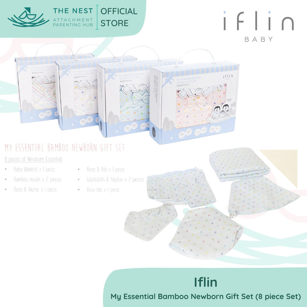 Iflin My Essential Bamboo Newborn Gift Set (8 piece Set) | Shopee ...