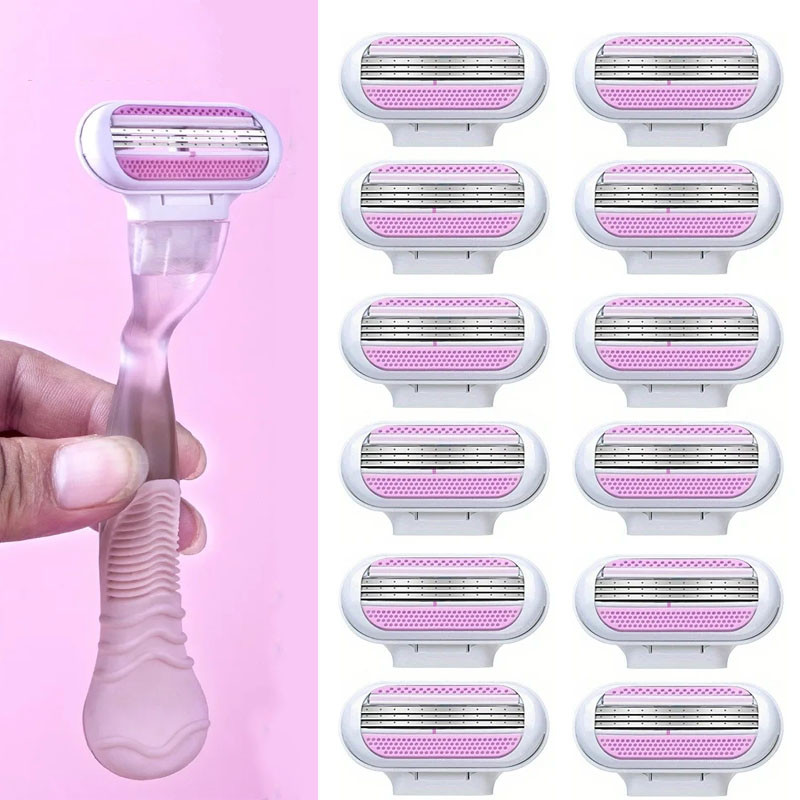 1 Handle + 4/8 Blade Women Safety Razor Blades Face/ Leg/ Armpit ...