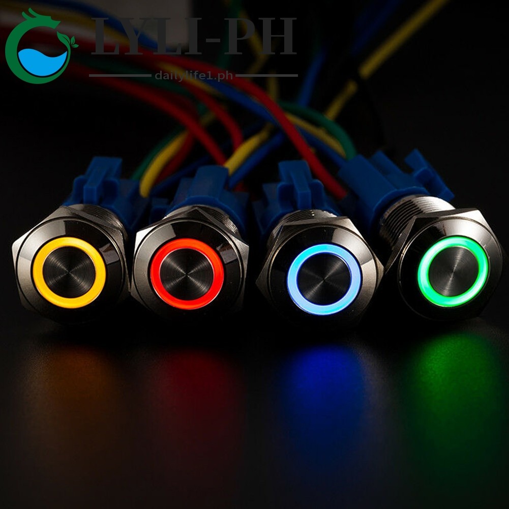 LYLI ️19mm Latching Push Button Switch 12V DC On Off Stainless Steel LED Self-locking | Shopee ...
