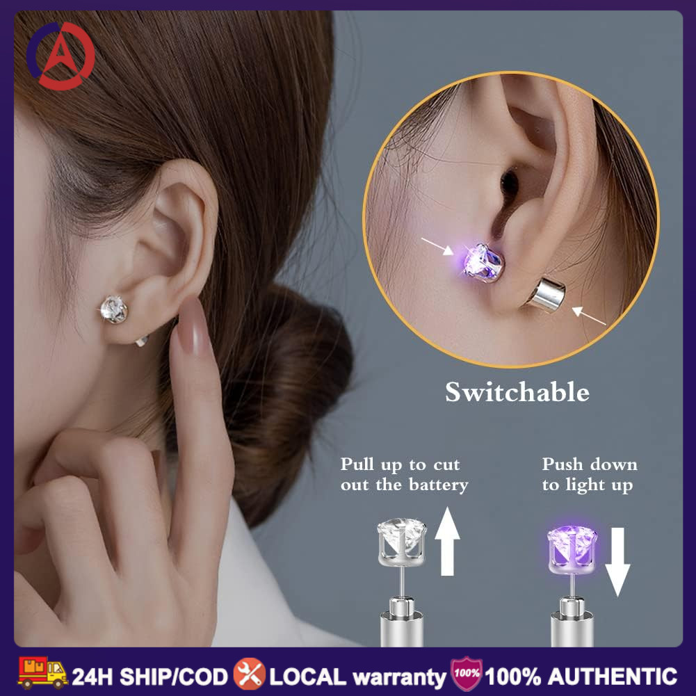 LED flashing light-up earrings, light-up earrings, men's and women's ...