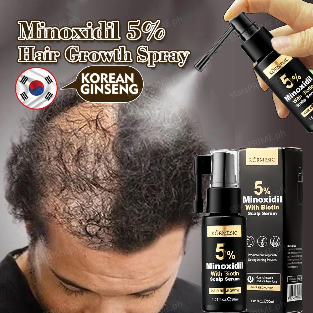 Minoxidil 5% Hair Grower Spray with Biotin 30ml Hair Loss Treatment for ...