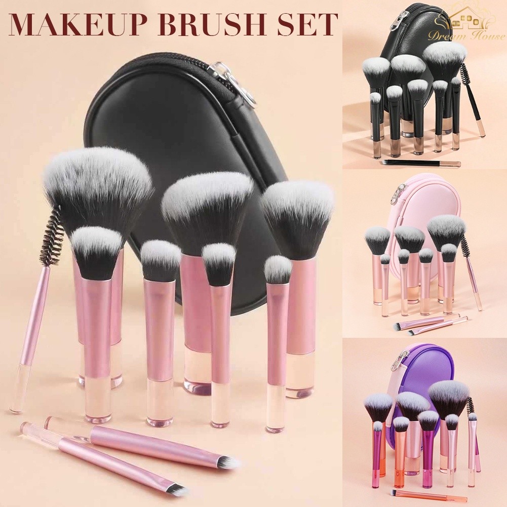 10Pcs Mini Makeup Brush Set Short Handle Makeup Brush Set With Storage ...