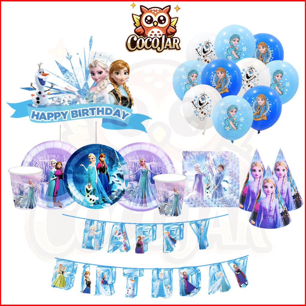 Frozen Birthday Theme Party Supplies Latex Balloon Cupcake Cake Topper ...