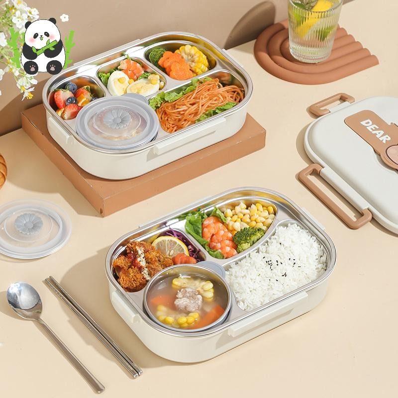 304 Stainless Steel Insulated Lunch Box Divided Into Two Grid Cute ...