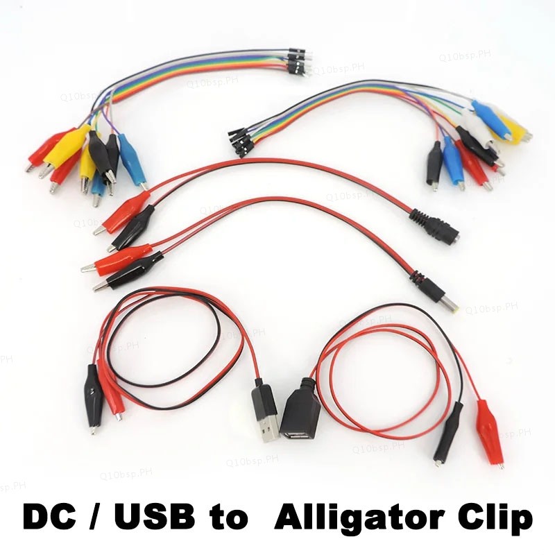 Double Jumper Wire USB DC male female Plug to Crocodile Alligator Cilps ...