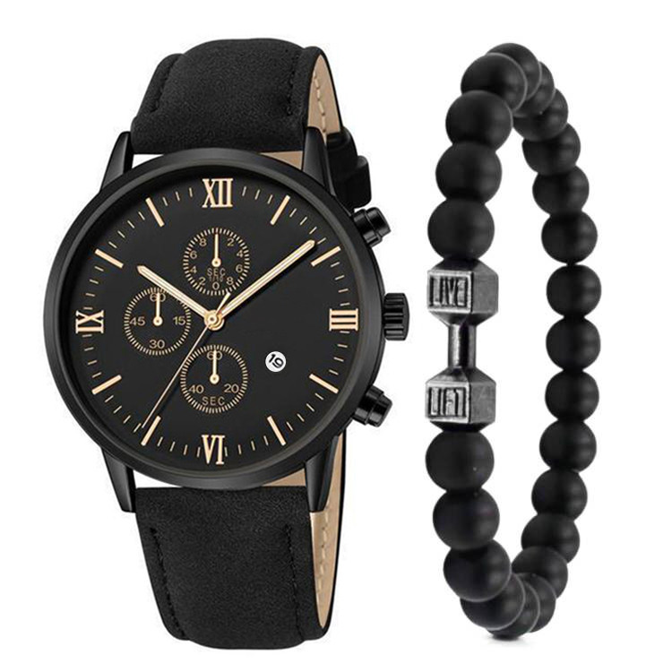 Men's Fashion Quartz Watch with Decorative Three Eyes, Leather Band ...