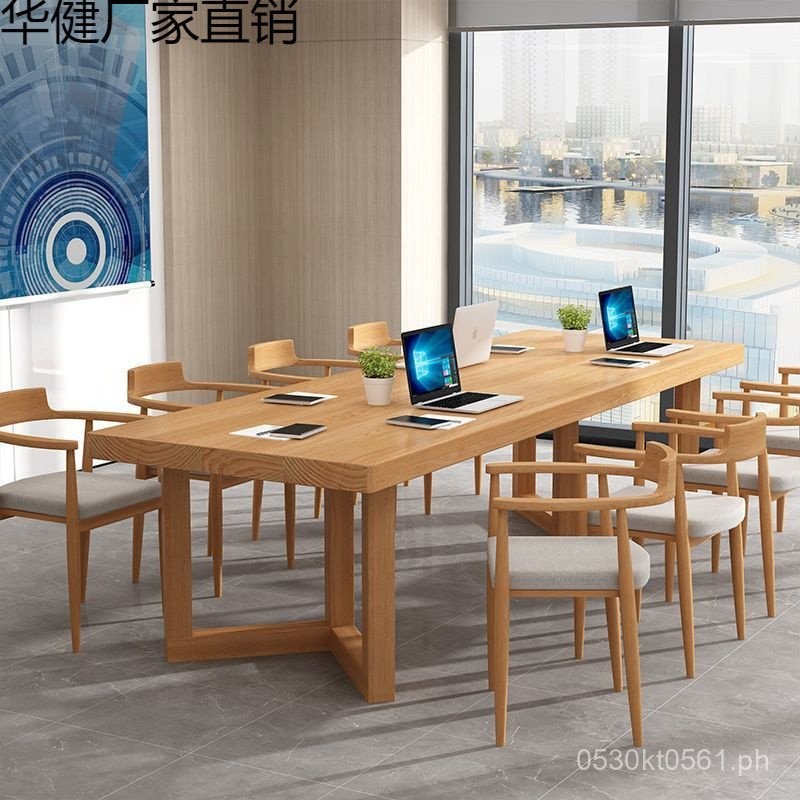 Solid Wood Long Library Office Desk Simple Office Table Modern ...