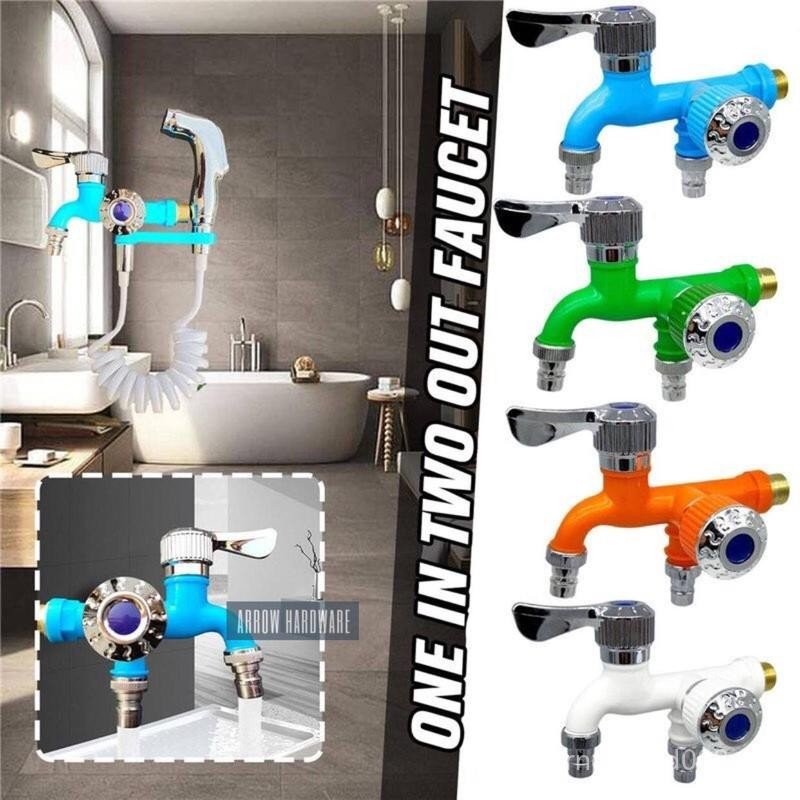 Dual Control Double Outlet Water Tap 1/2" Universal Interface Plastic ...
