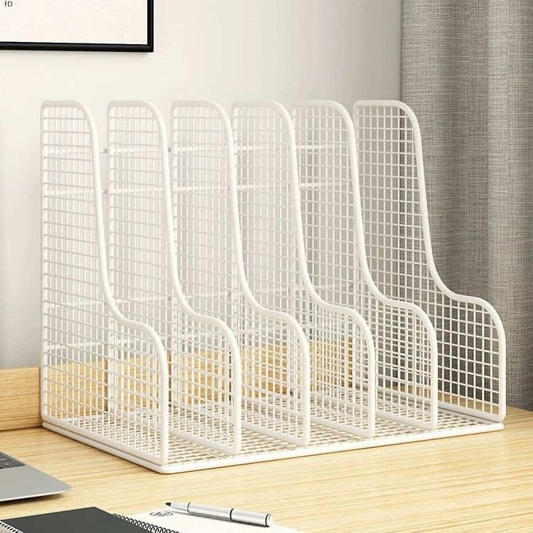 File Holder Metal File Office Desk a4Book Stand Shelf Four-Column ...