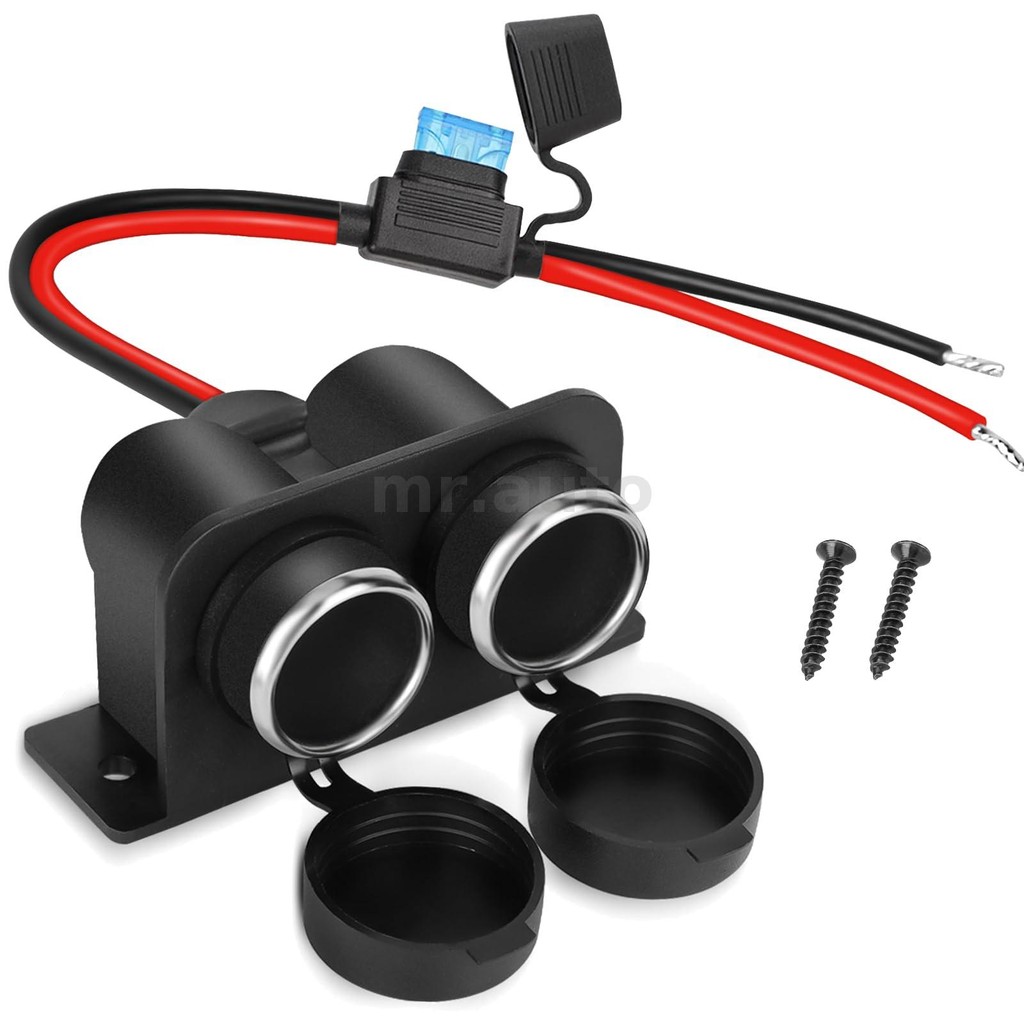 Car Socket with Blade Fuse 2-Socket Splitter 12V Lighter Power Outlet ...