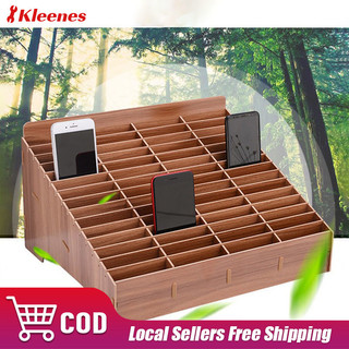 12/24 Grid Wooden Phone Storage Box Multi Grid Phone Storage Box Office ...