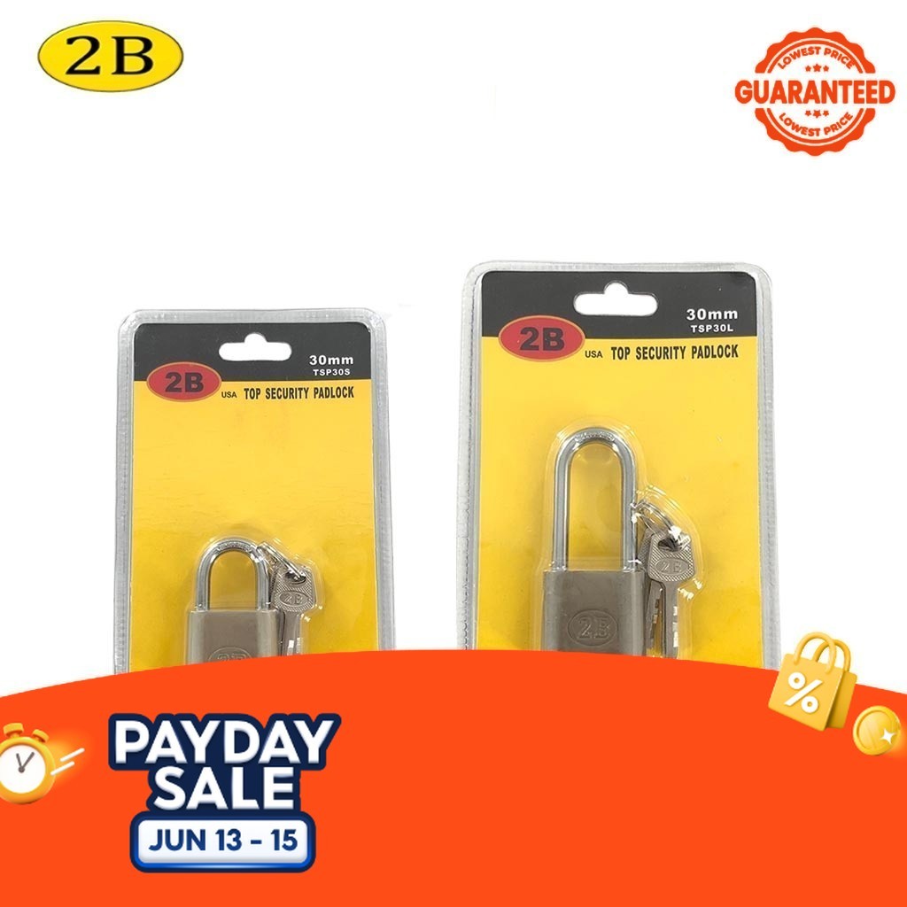2B Top Security 30mm Long/Short Shackle Padlock Keyed Alike Padlocks ...