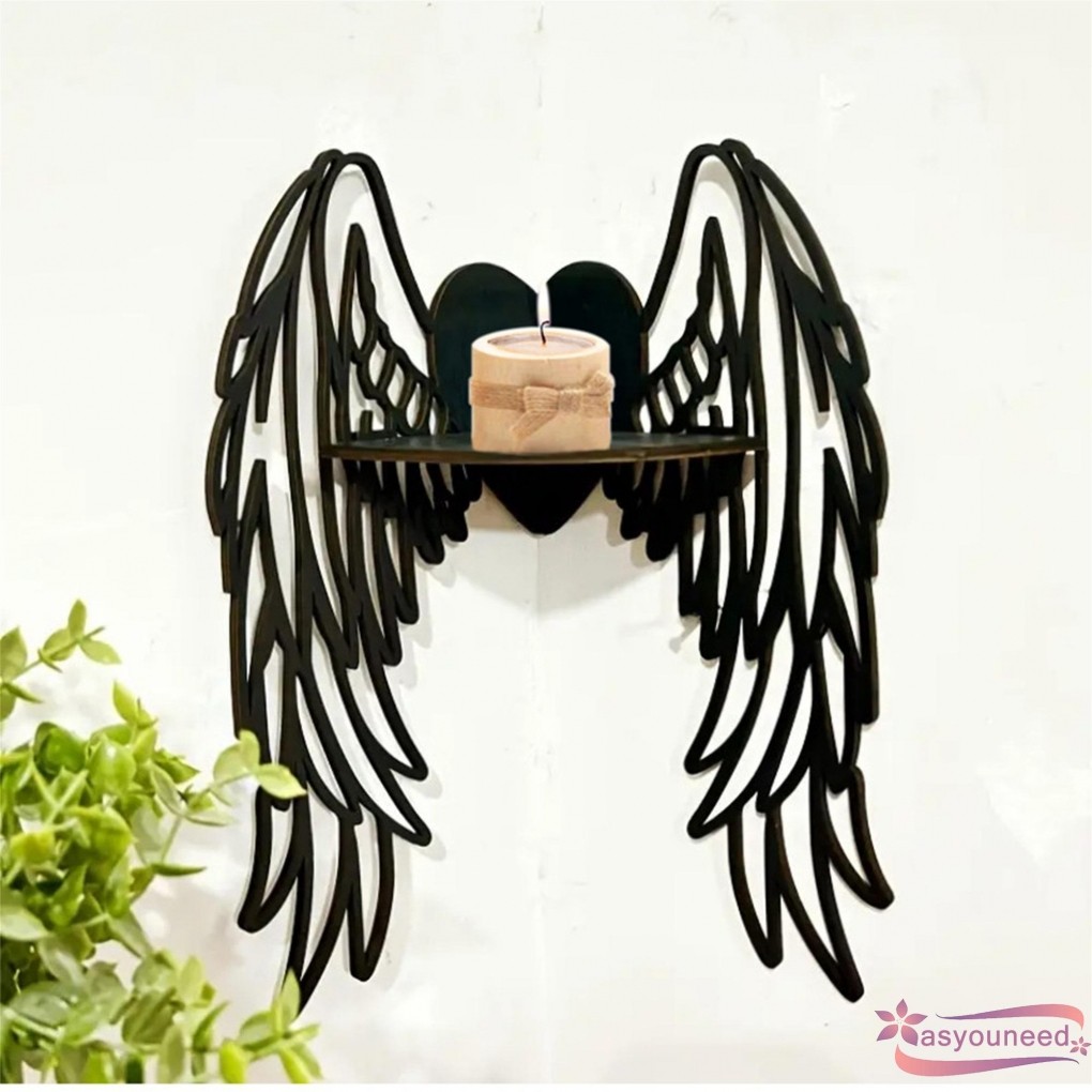 Aay-Corn Shelves for Wall Creative Wooden Angel Wing Floating Shelf for ...