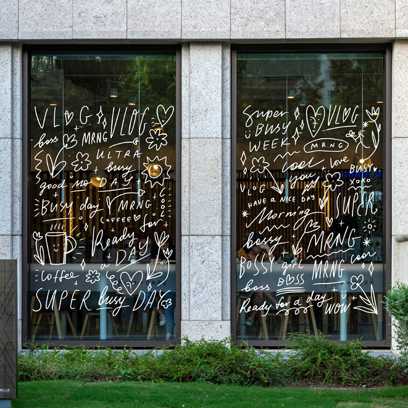 Shopping Mall Window Graffiti Hand-painted English Font Transparent ...
