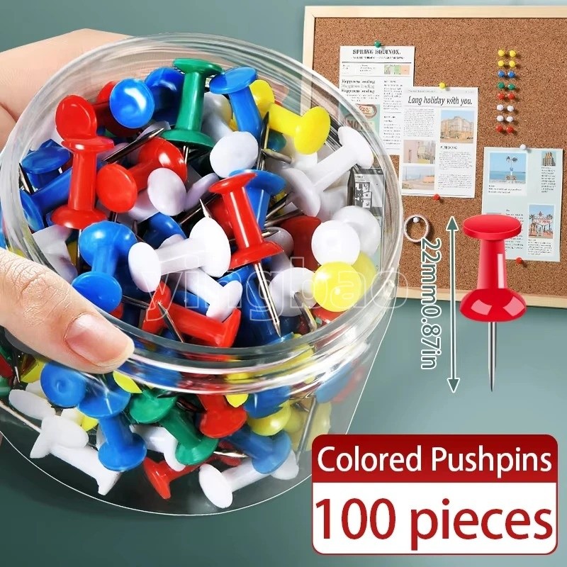 100Pcs Push Pins,Thumb Tacks for Bulletin Board,Stick Pins,Cork Board ...