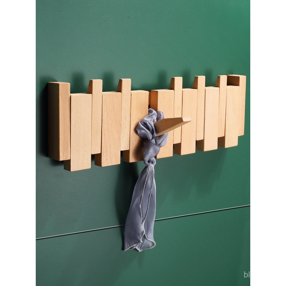 Solid Wood Clothes Hook No Drilling Foldable Hook for Dressing Room ...