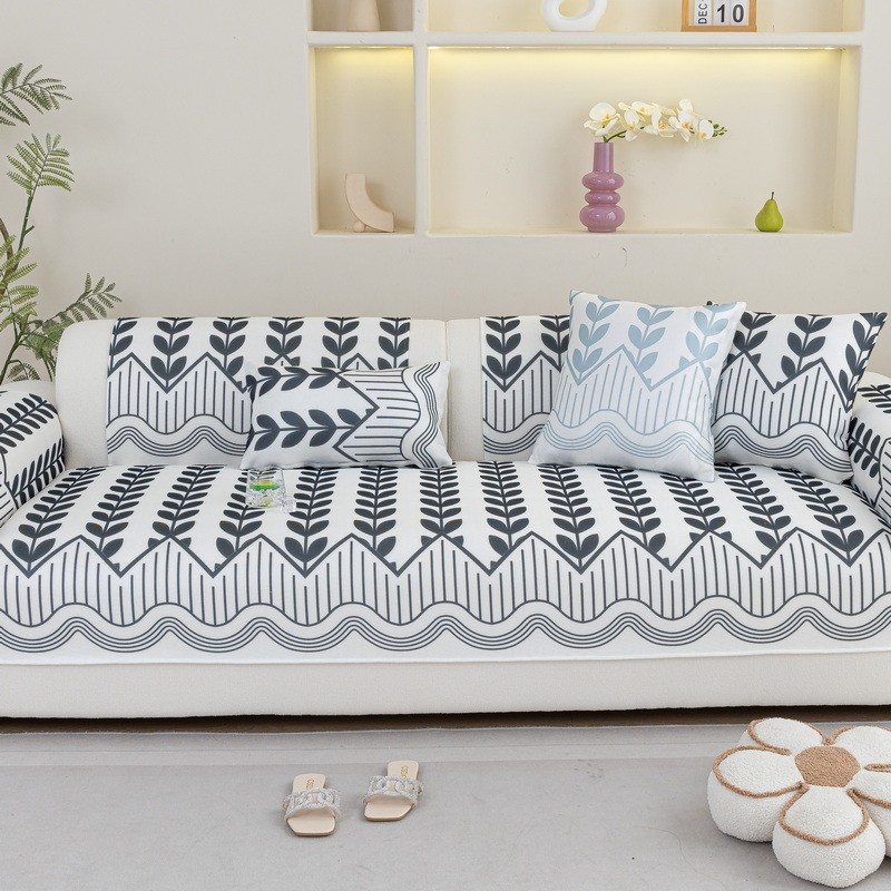 Summer Ice Silk Sofa Mat Fixed Anti Slip Simple Modern Sofa Towel High ...