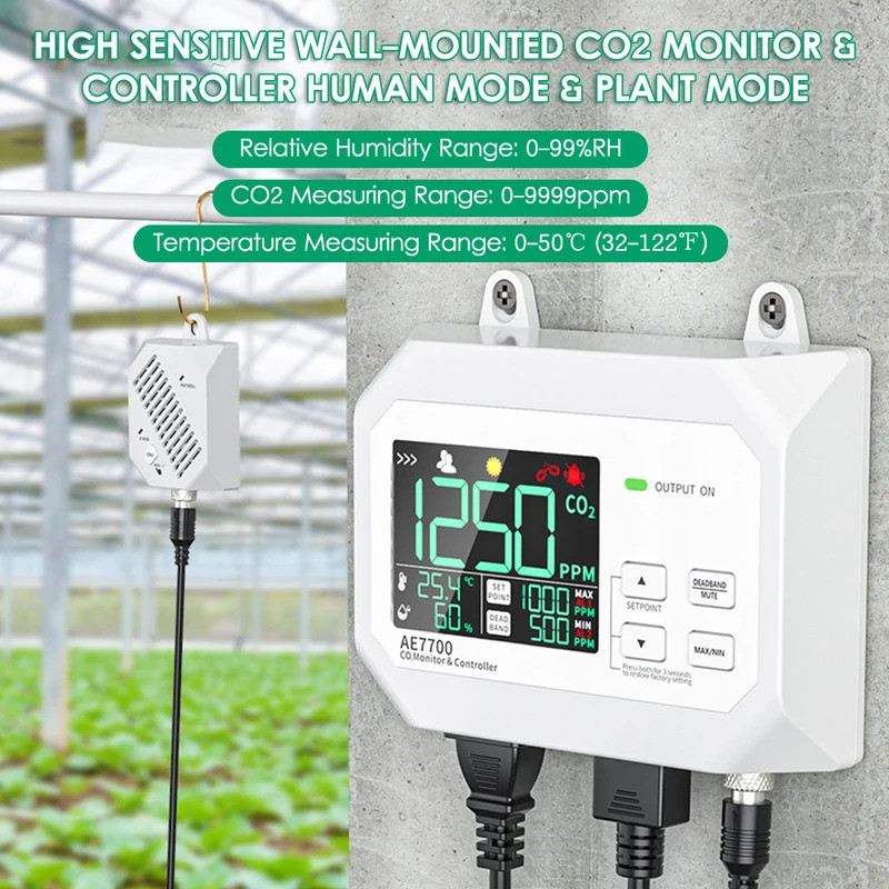AE7700 Smart Carbon Dioxide Controller | Greenhouse Ventilation System for New Air Exchange High ...