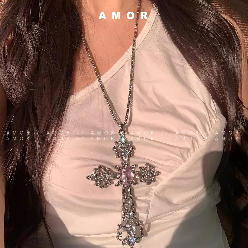 Heavy-Duty Oversized Cross Pendant Necklace Gothic Academia for Y2K ...