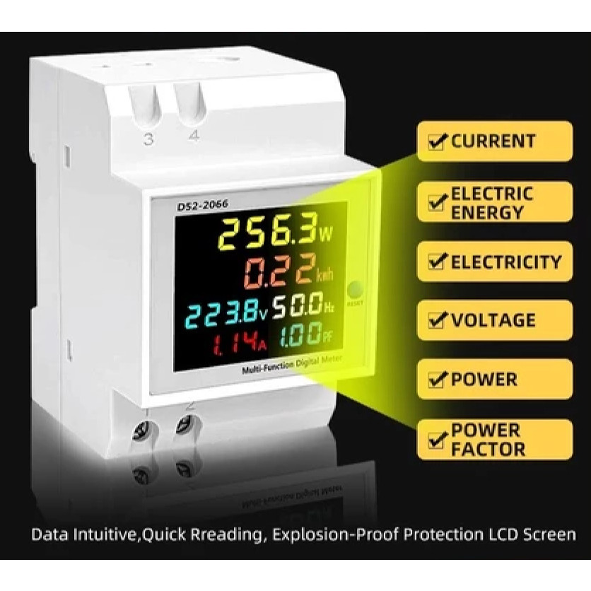 D52-2066 AC Monitor 110V 220V Voltage Current Power KWH Electric Energy ...