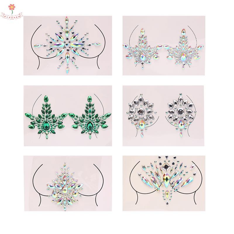 [BLOOM] Acrylic Crystal Nipple Cover Sticker Adhesive Breast Chest ...