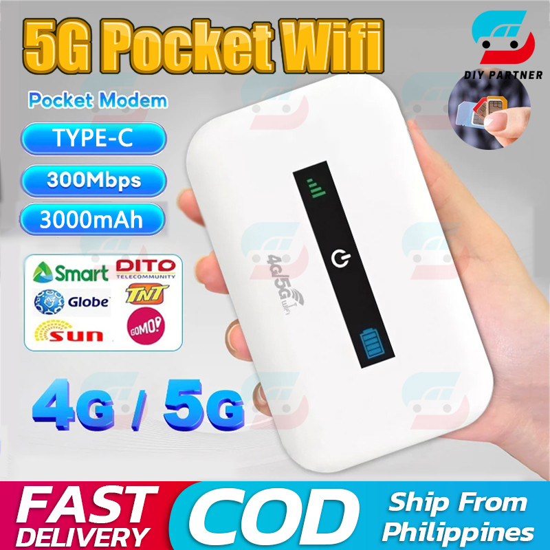 M6 4G/5G Pocket Wireless Router Pocket WiFi Openline LTE Hotspot Router Modem Sim Card 150Mbps ...