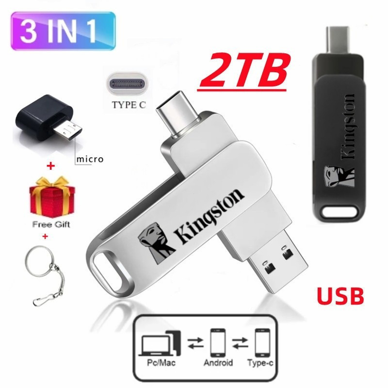 kingstong 2TB 3 in 1 OTG flashdrive USB Type c U Drive Pendrive High ...