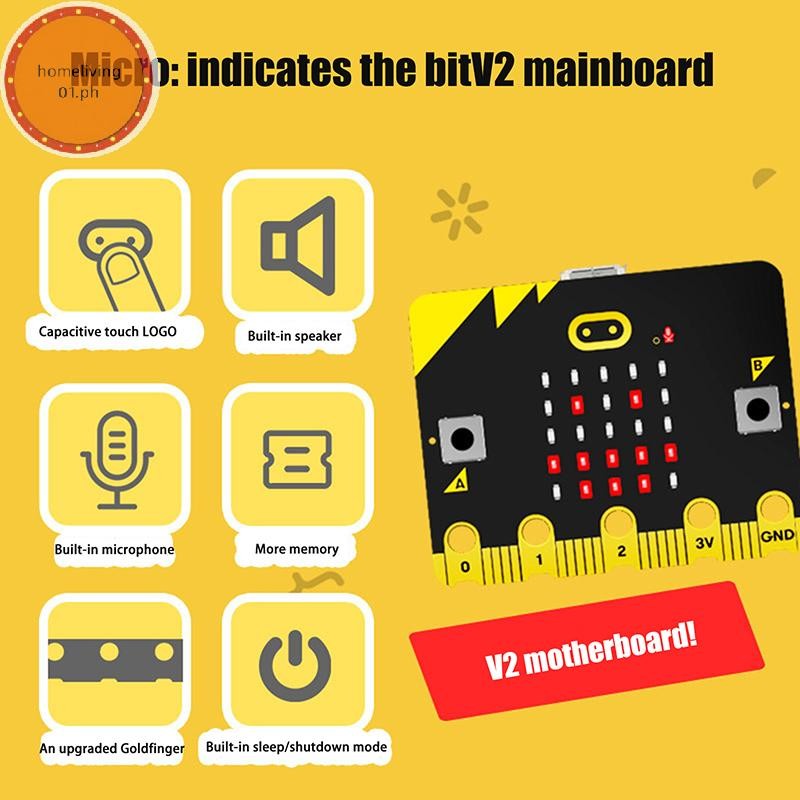 homeliving01 Micro：Bit V2 Micro Bit Go Edition BBC Microbit For Kids DIY Development Board BBC ...