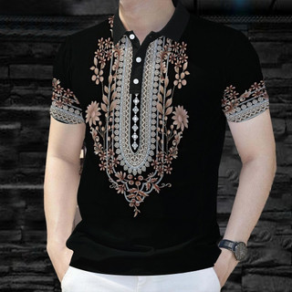 2025 Summer ASEAN Bohemian Retro Ethnic Men's Polo Shirt Formal Casual ...