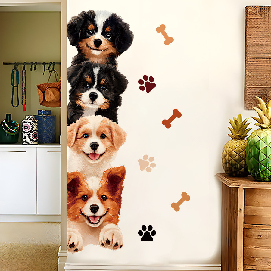 Wall Stickers Puppy Wall Stickers Dog Paw Print Bones Cute Wall ...