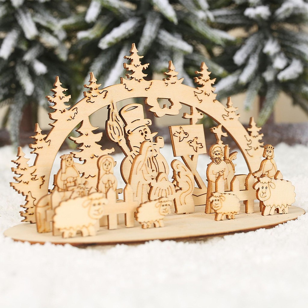 Wood Nativity Scene Wooden DIY Set for Scene Decorations Wooden ...