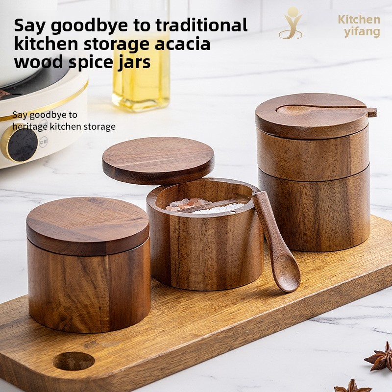 Rosewood Salt Jar Solid Wood Seasoning Box Wooden Pepper Box Kitchen ...
