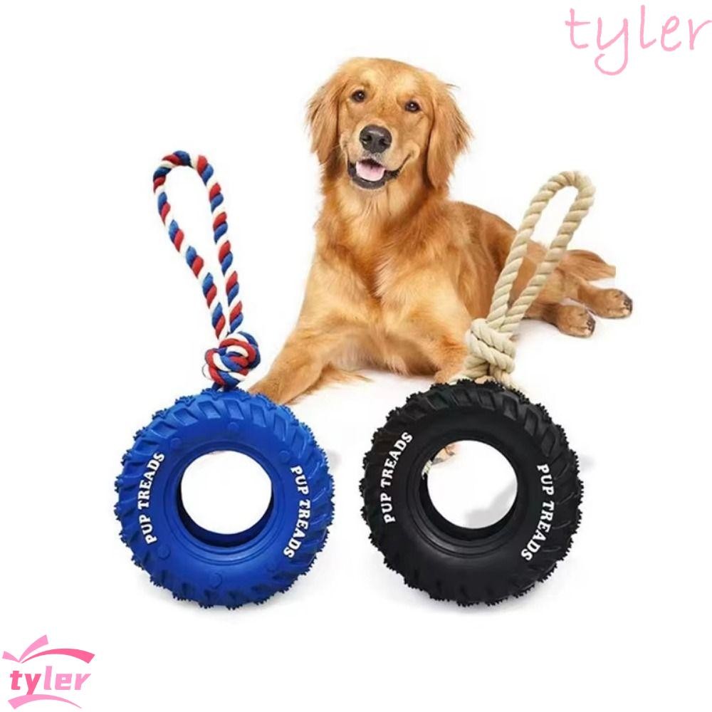TYLER1 Dog Tire Chewing Toy, with Rope Interactive Dog Teething Toys ...