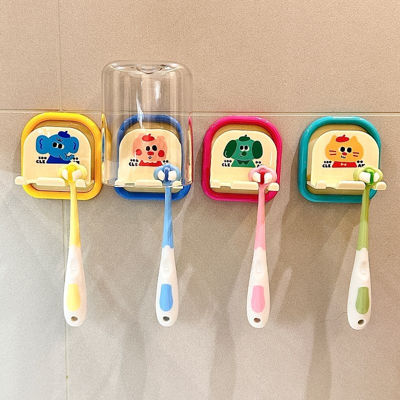 Toothbrush Rack Wall-Mounted Perforation-Free Bathroom Children's ...