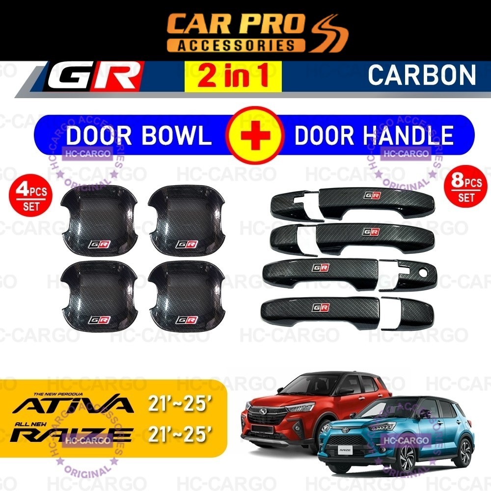 PERODUA ATIVA or TOYOTA RAIZE GR Carbon Trim Back Door Handle & Inner ...