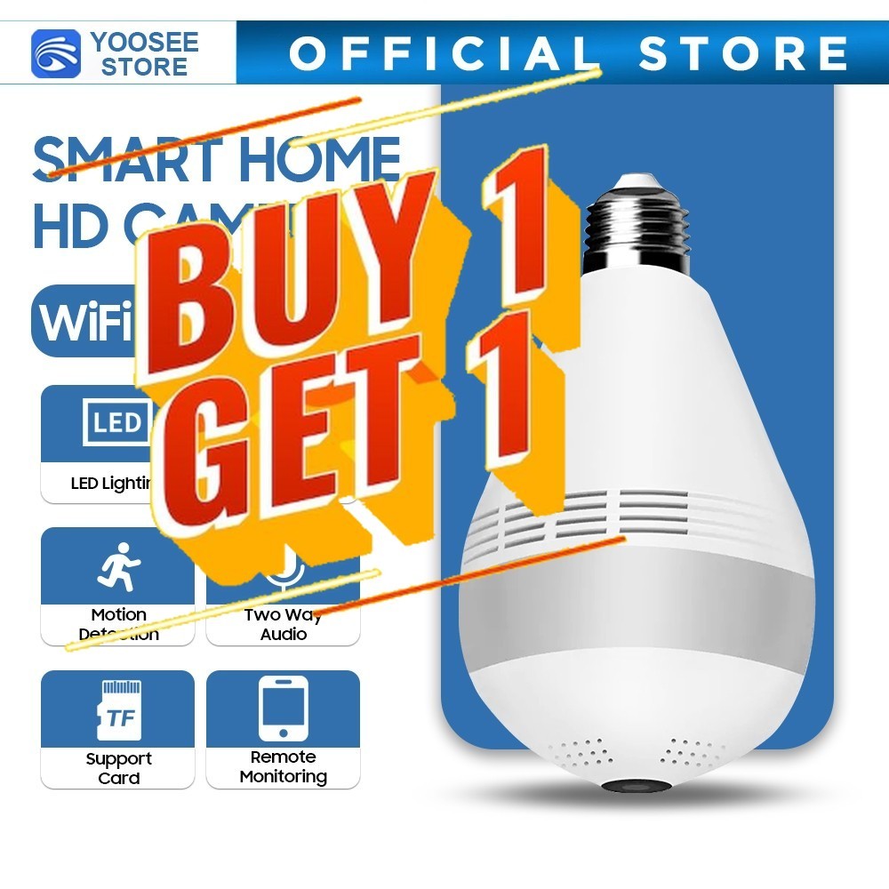 FLASH DEALS V380 Light Bulb CCTV Camera 360 Panoramic 1080P WiFi IP Cam ...