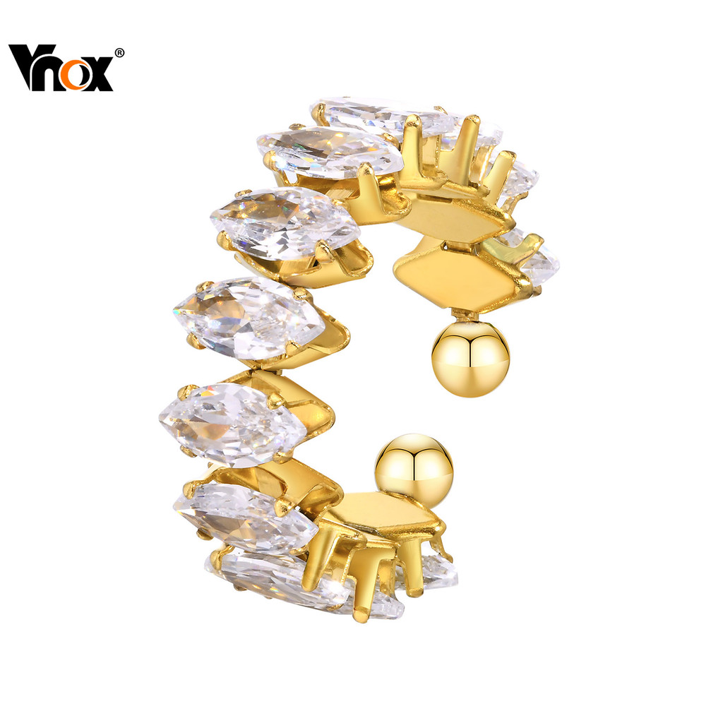 Vnox White Zircon Cubic Ring for Women,18K Shiny 8MM Stainless Steel ...