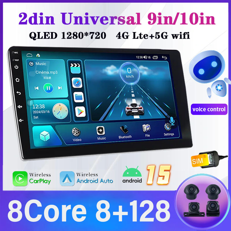(4G SIM+Voice command) 8Core 8GB+128GB Android Car Stereo Head Unit ...